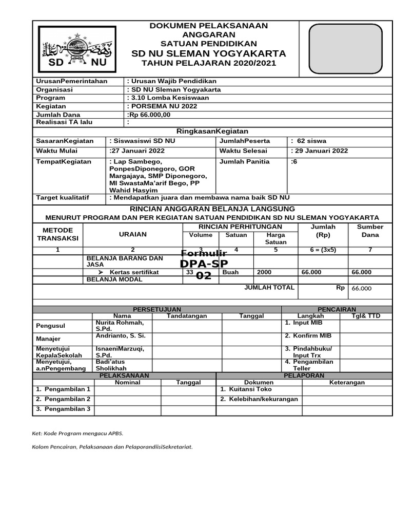 DPA Kertas Sertifikat Poserma | PDF