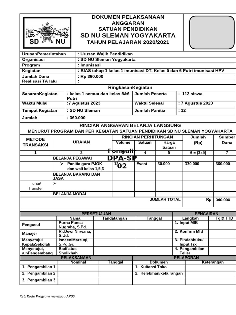DPA Imunisasi 2023 Agustus | PDF