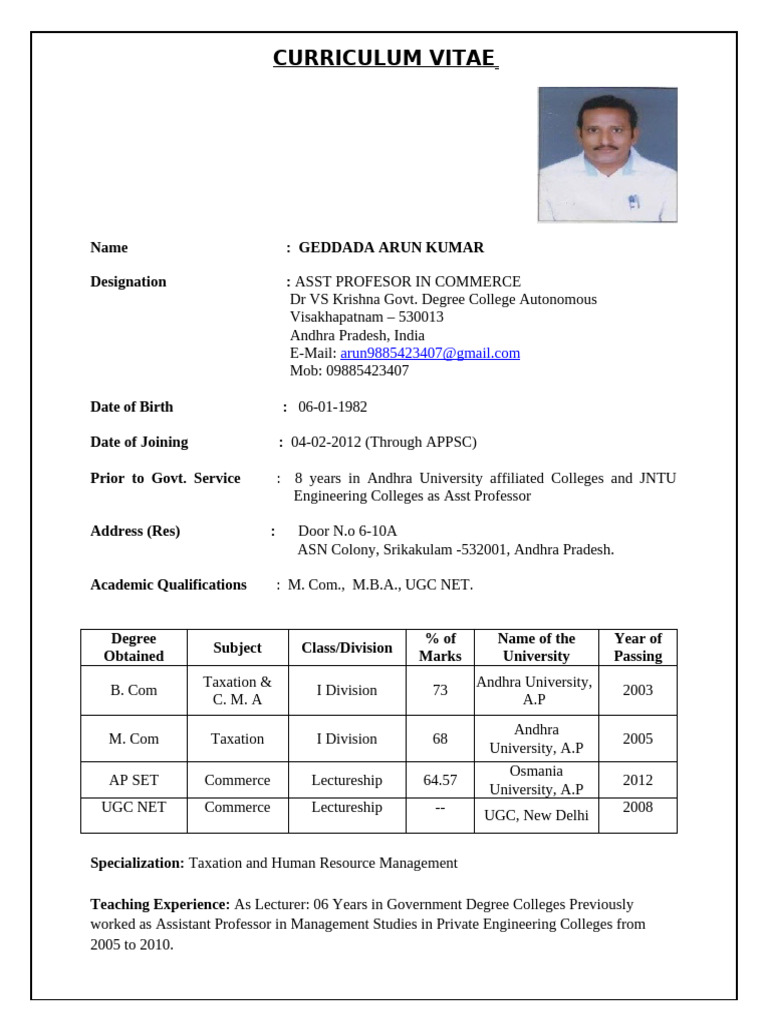 24geddala Aruna Kumar CV | PDF | Academia
