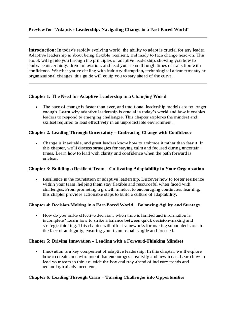 Adaptive Leadership Navigating Change in A Fast-Paced World | PDF Adaptive Leadership Navigating Change in A Fast-Paced World | PDF