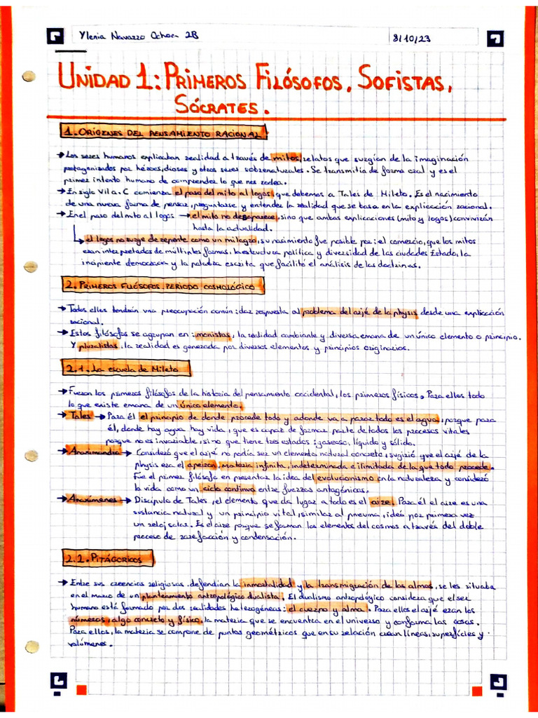 Primeros Filósofos, Sofistas y Sócrates 2 Bachiller | PDF