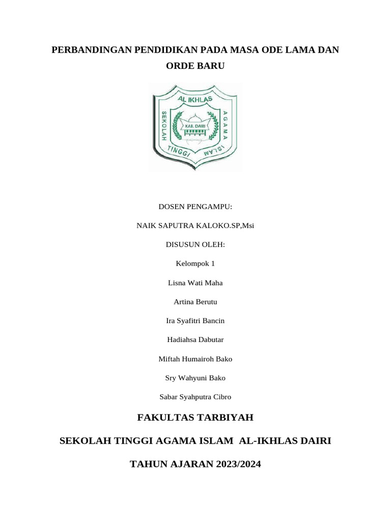 Perbandingan Pendidikan Pada Masa Ode Lama Dan Orde Baru - 020819 | PDF