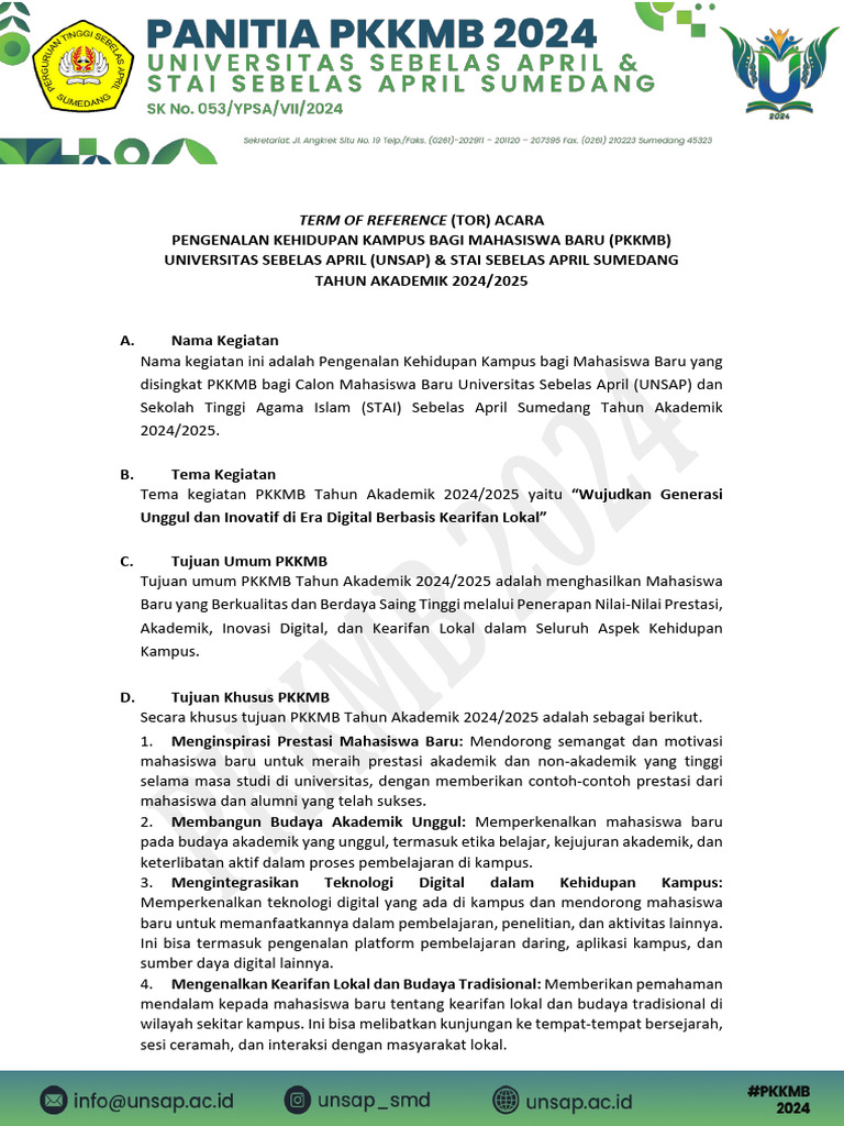 TOR ACARA PKKMB 30 Agustus 2024 | PDF