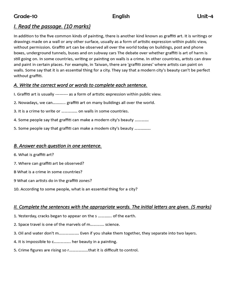 Grade-10 Unit 4 Tutorial | PDF