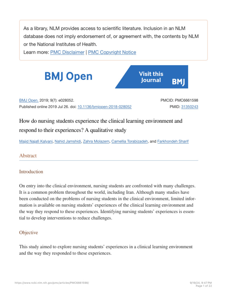 How Do Nursing Students Experience The Clinical Learning Environment ...