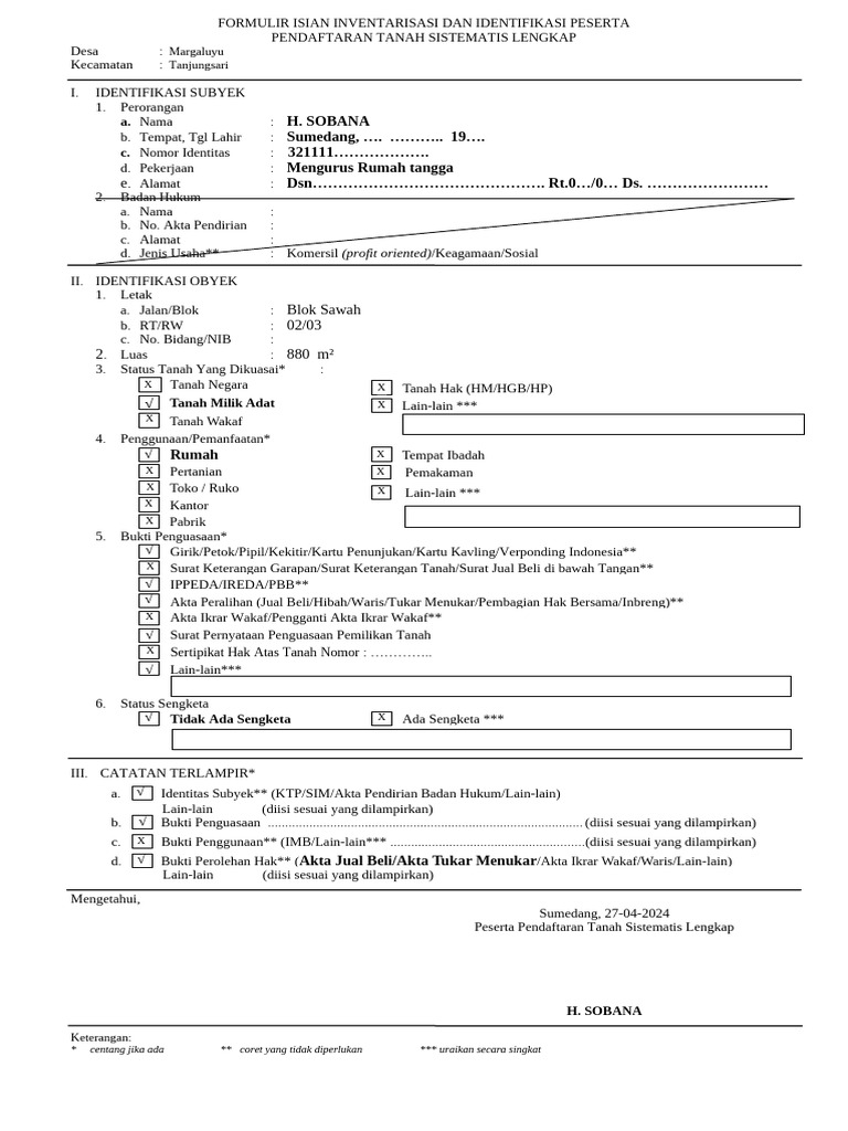 Warkah Pengajuan Sertiikat | PDF