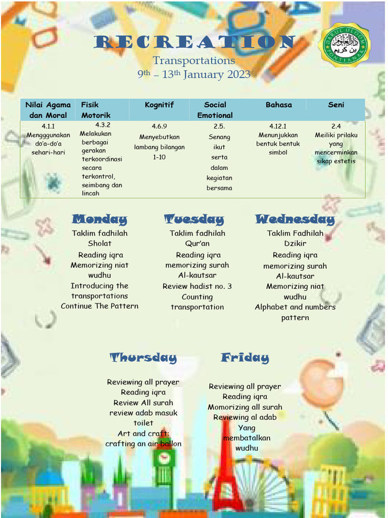 Tema Rekreasi Sub Tranportasi Week 2 k1 | PDF