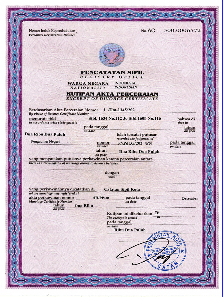 Akta Cerai Vieta | PDF