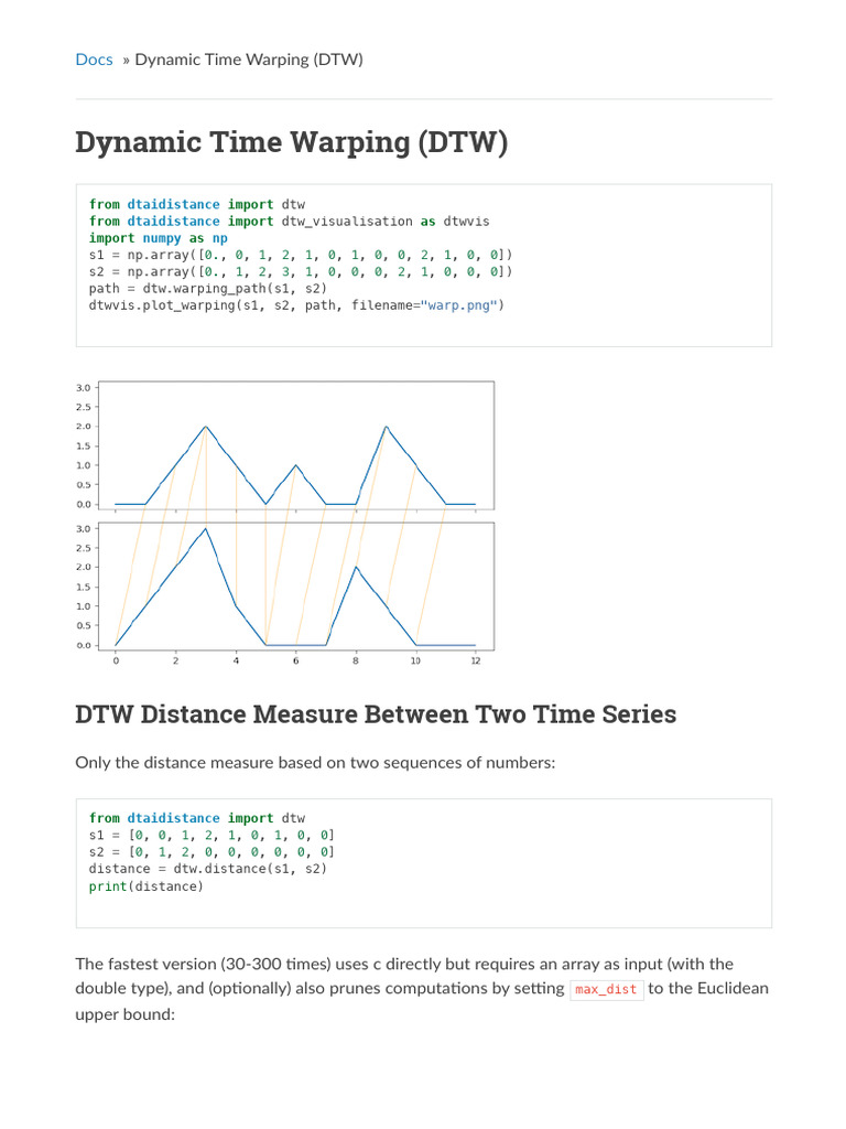 Dynamic Time Warping Dtw Dtaidistance 2 2 1 Documentation Pdf