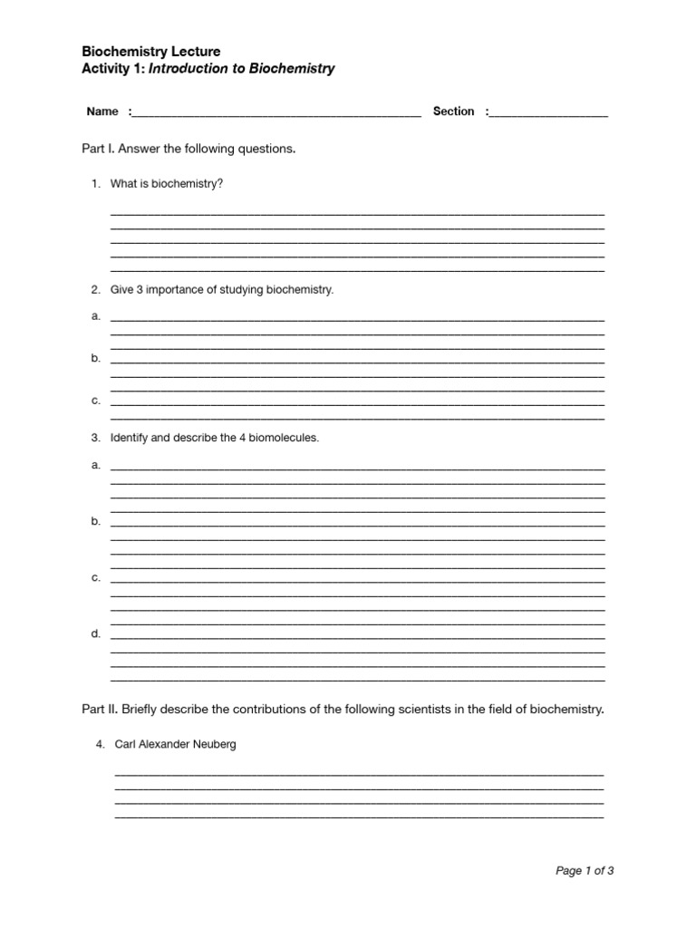Biochem Lec Activity 1 | PDF