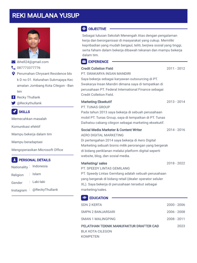 CV - Reki Maulana Yusup | PDF