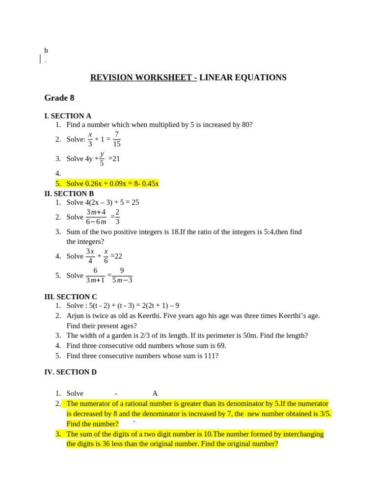 linear equation - | PDF