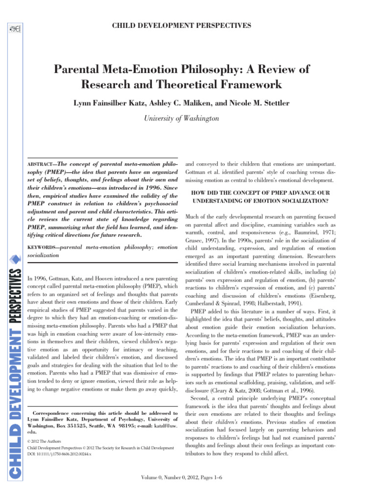 Parental Meta Emotion Philosophy A Revie | PDF
