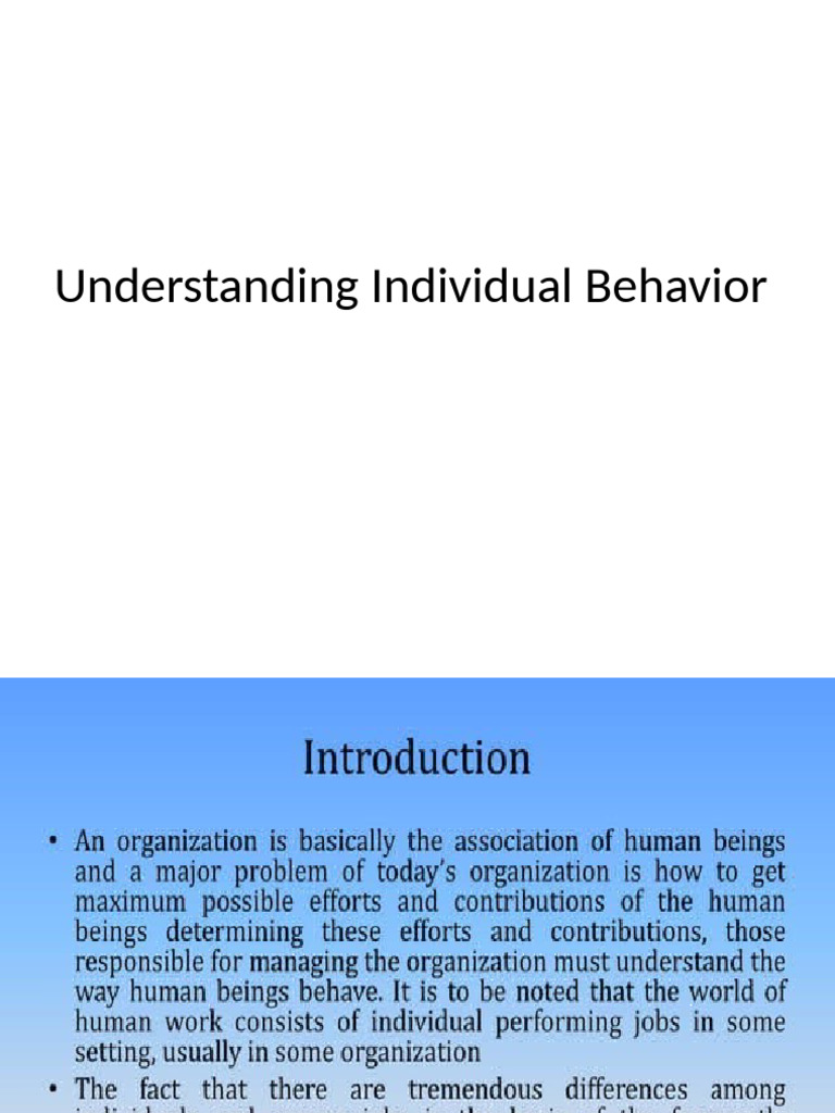Individual Behavior | PDF