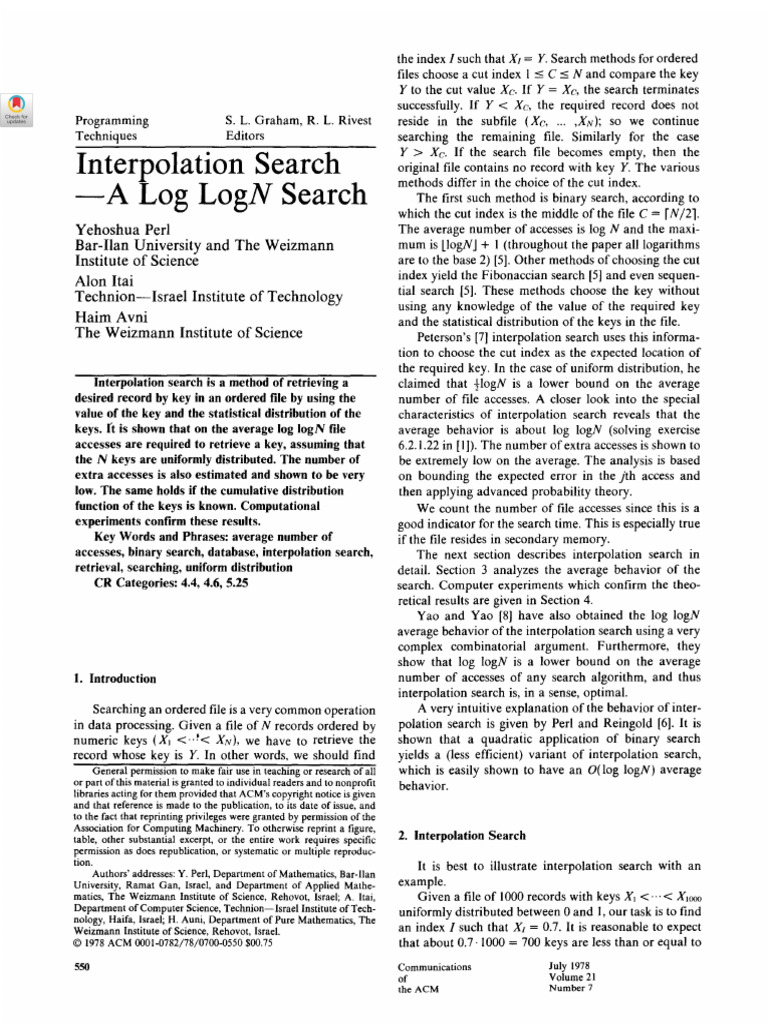 Interpolation Search | PDF