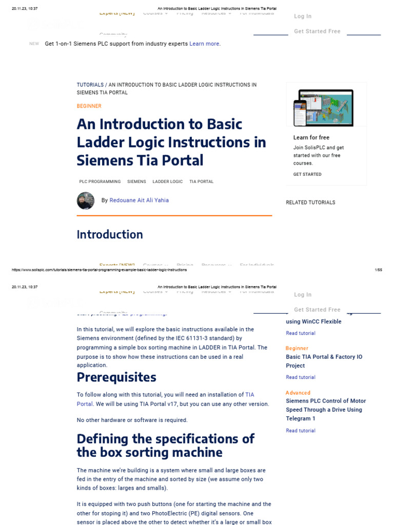 An Introduction To Basic Ladder Logic Instructions in Siemens Tia Portal | PDF