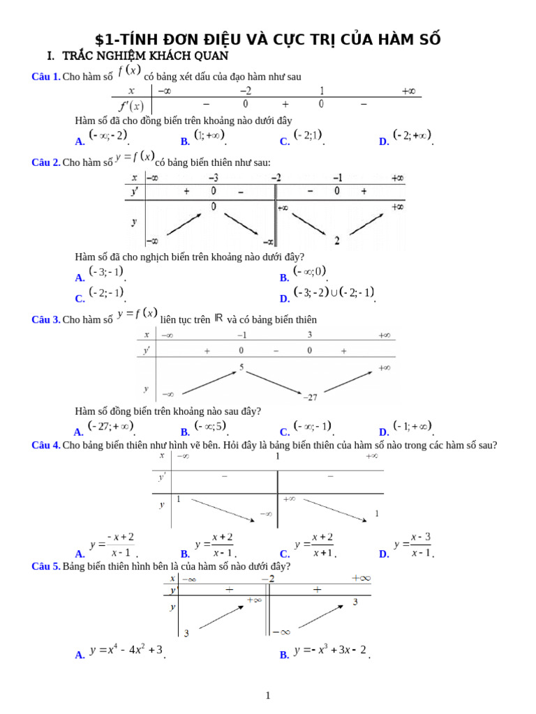 Gt12-c1-b1-Su Bien Thien Va Cuc Tri Cua Ham So - Kntt - Đề | PDF