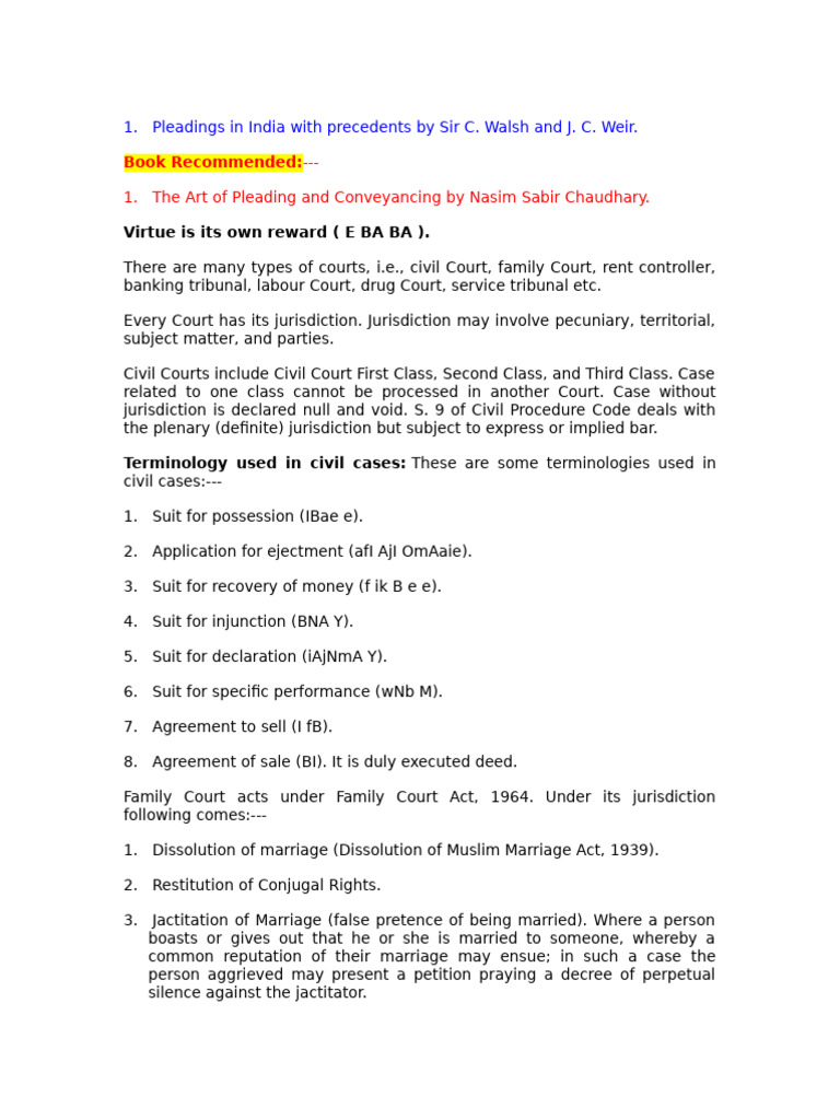 Law of Pleadings PDF Free | PDF
