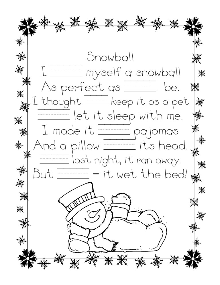 Snowball Fill in The Blank Poem | PDF