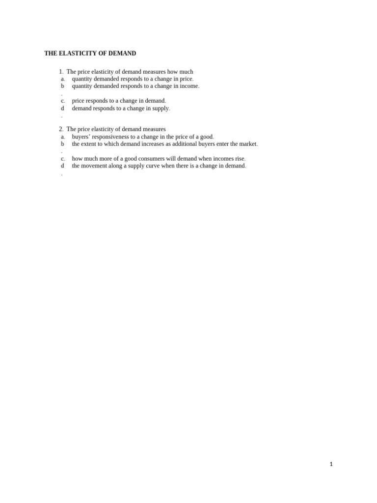 Elasticity - Exercises | PDF