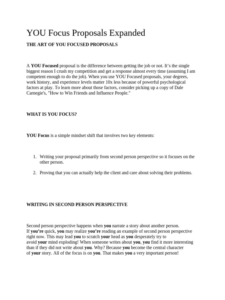 YOU Focus Proposals, Yes It Still Works in 2024 | PDF