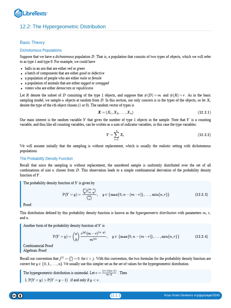 12.02 - The - Hypergeometric - Distribution | PDF | Estimator | Variance
