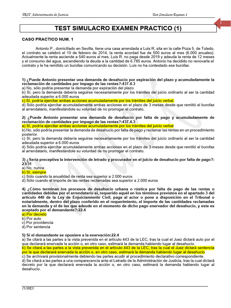 Test Simulacro Examen Practico 1 Con Soluciones | PDF
