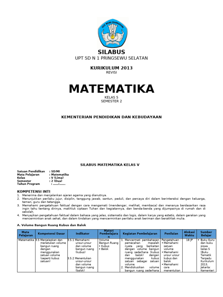 Silabus MTK Genap | PDF
