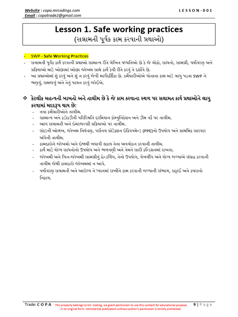 Theory 01 Safe Working Practices | PDF