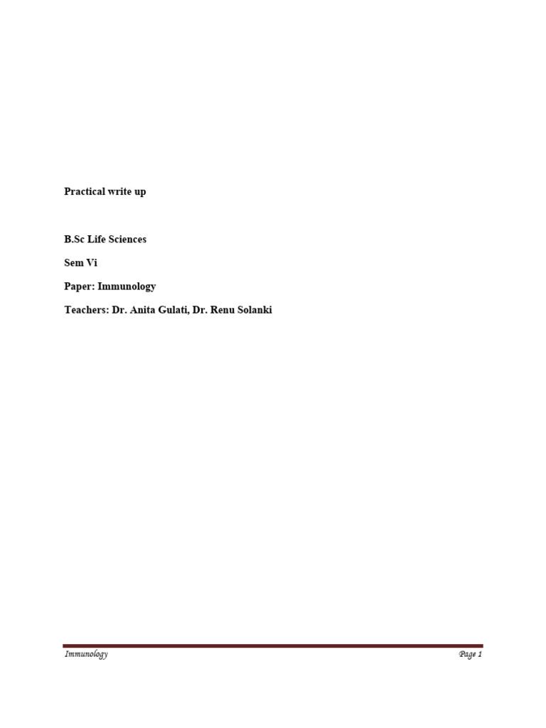 Immunodiffusion B.SC Life Sciences Sem VI Practical Write Up | PDF | Immunology