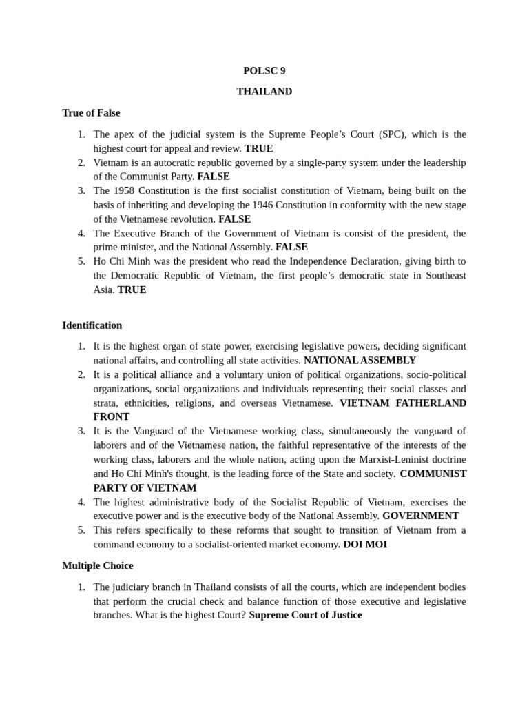 Polsc 9 Quizzes | PDF