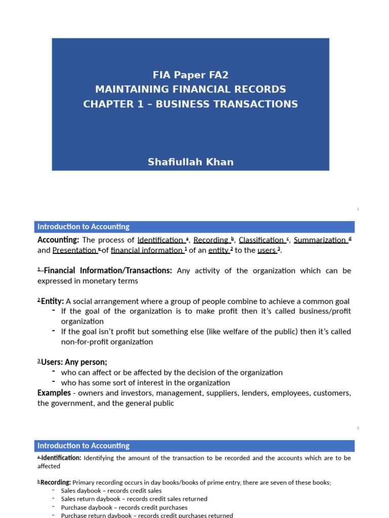 1.chapter1 Recording Transaction | PDF