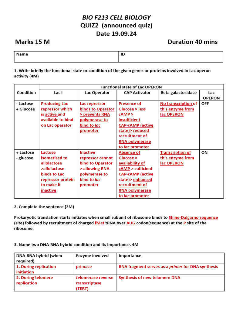 Biof213 Quiz2 Ak1 | PDF