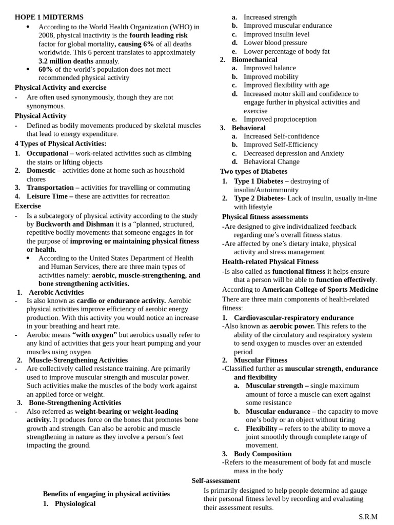 Hope 1 Midterms | PDF