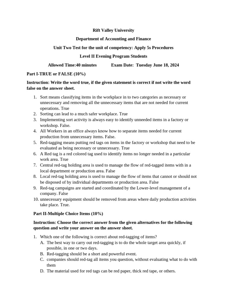 Capter 2 Test 5s Procedures 1 | PDF