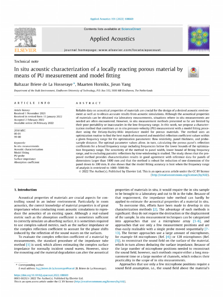 In Situ Acoustic Characterization of A Locally Reacting Porous Material ...
