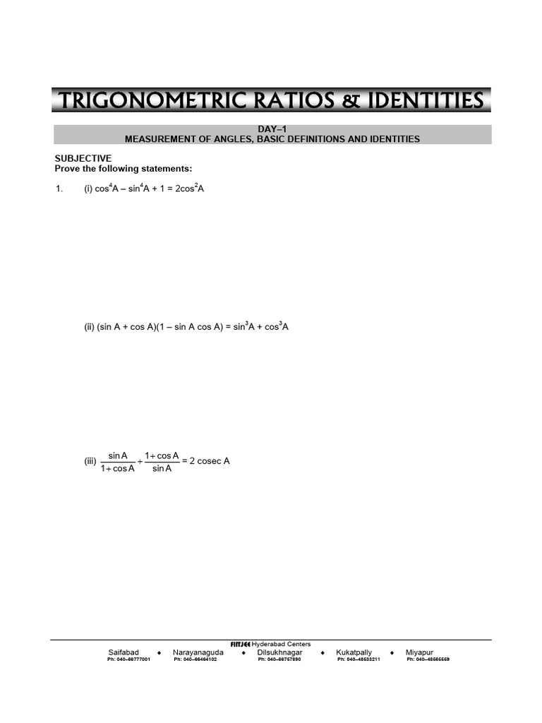 Trigonometric Mains 2022 | PDF