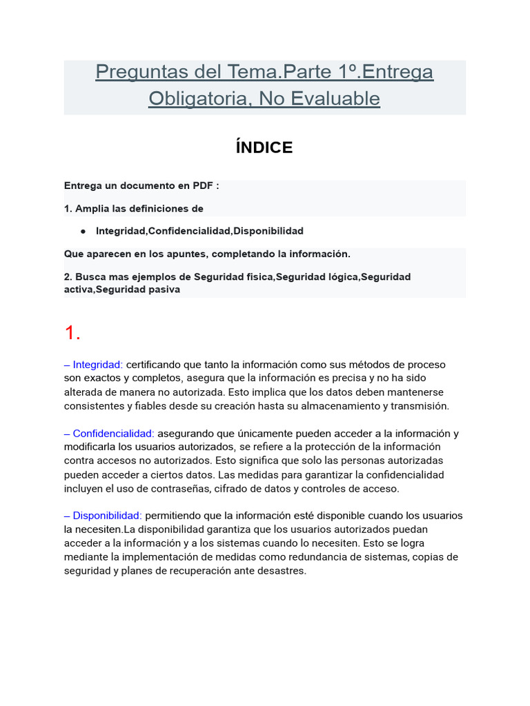 Preguntas Del Tema - Parte 1º.entrega Obligatoria, No Evaluable | PDF