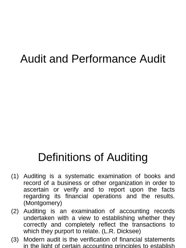 Audit Definitions-Performance Audit-MNA | PDF