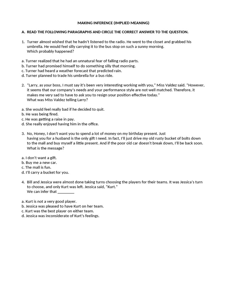 Making Inference NR | PDF