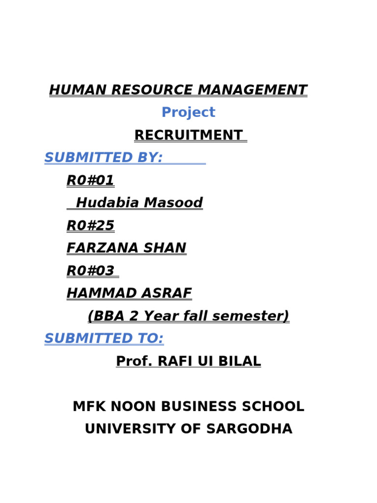 Human Resource Management Project | PDF