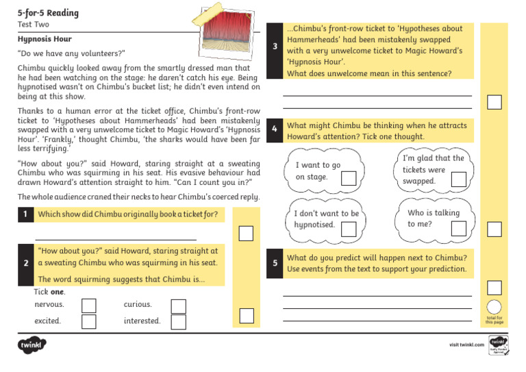 5-For-5 Reading Test Two Questions | PDF