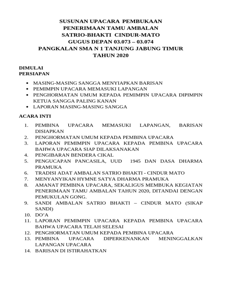 Susunan Upacara Pembukaan Pta | PDF