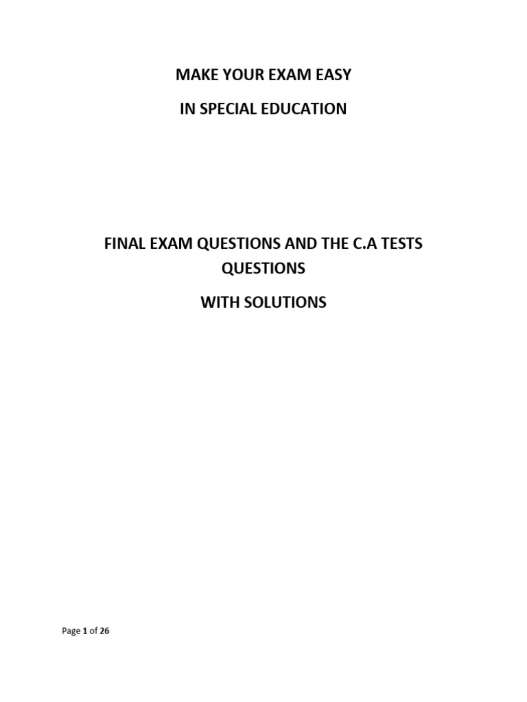 Special Education Exam Guide and Solutions | PDF | Special Education ...