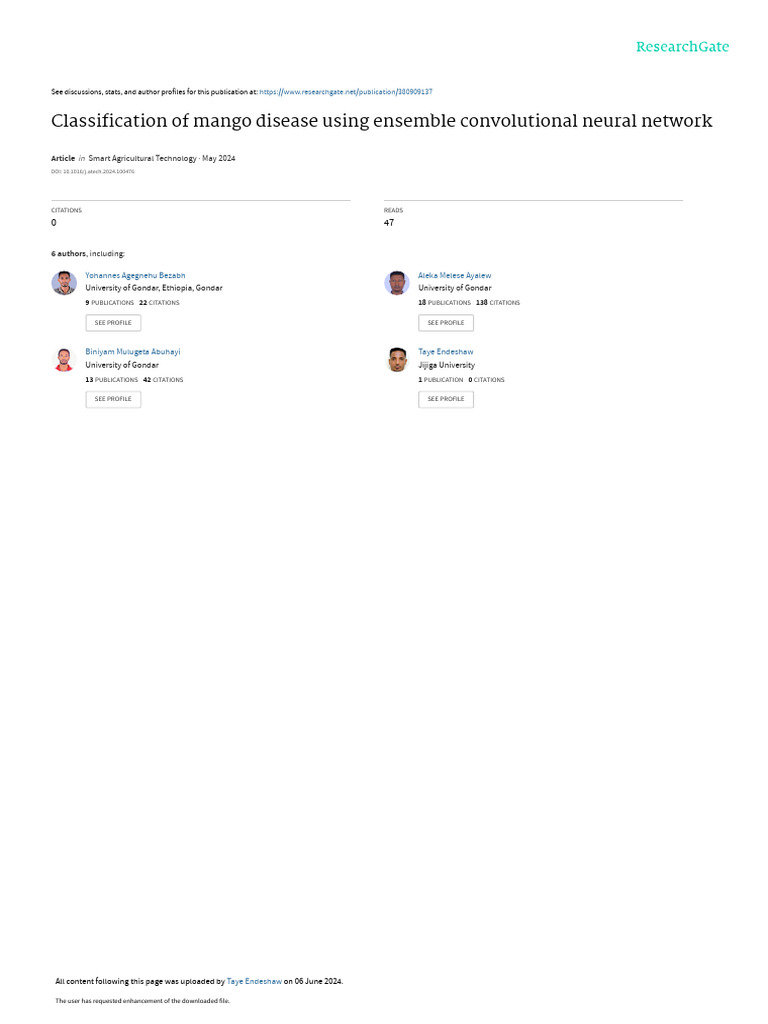 Classification Of Mango Disease Using Ensemble Convolutional Neural