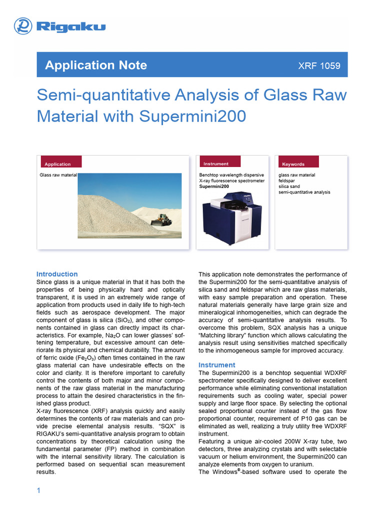 XRF1059 - Glass Raw Material SQX - Supermini200 - L0630en | PDF