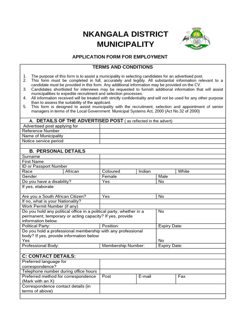 NDM Application Form For Section 56 Managers | PDF