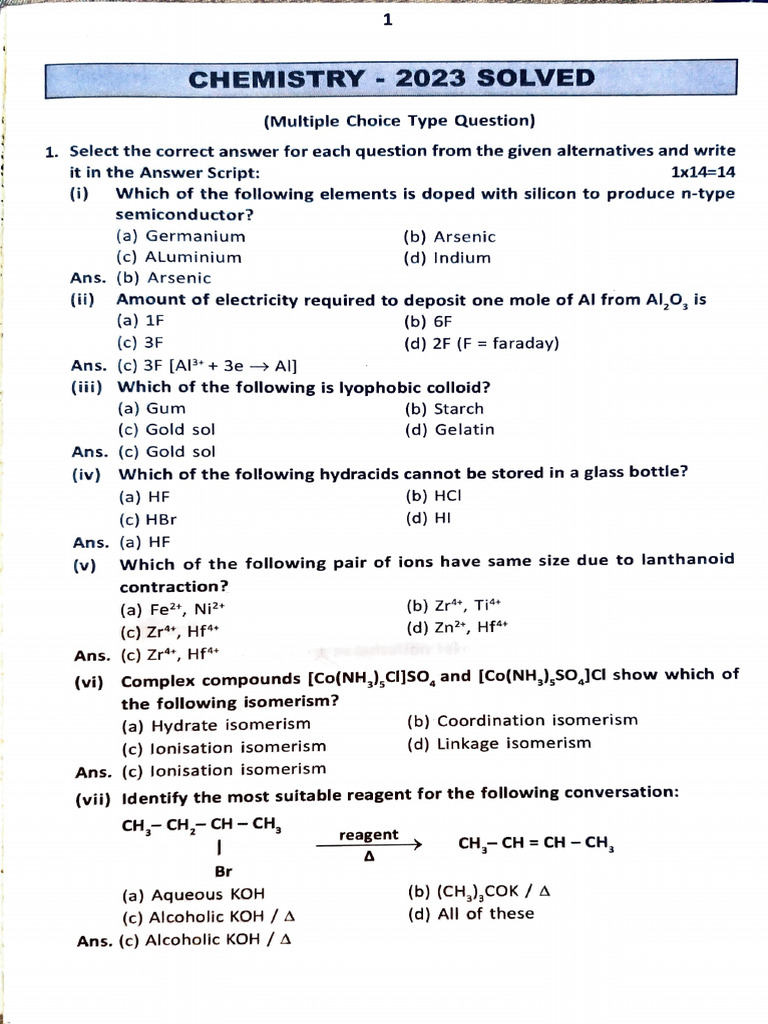 Chemistry PYQ 5 Years | PDF