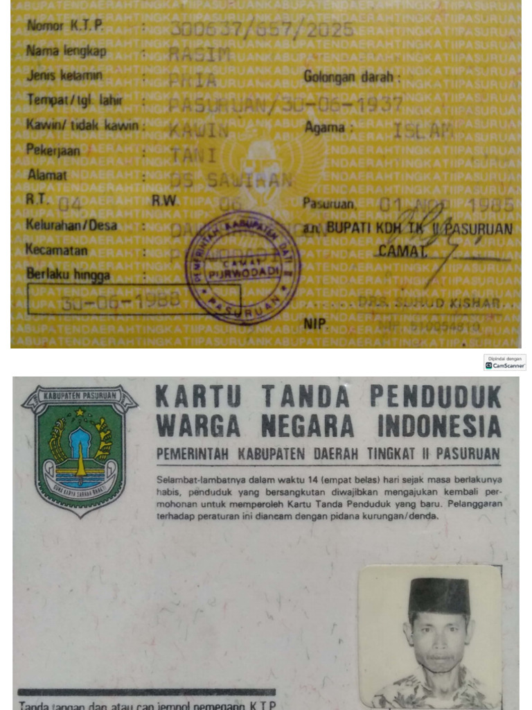 contoh KTP THN 1988, 1992, | PDF