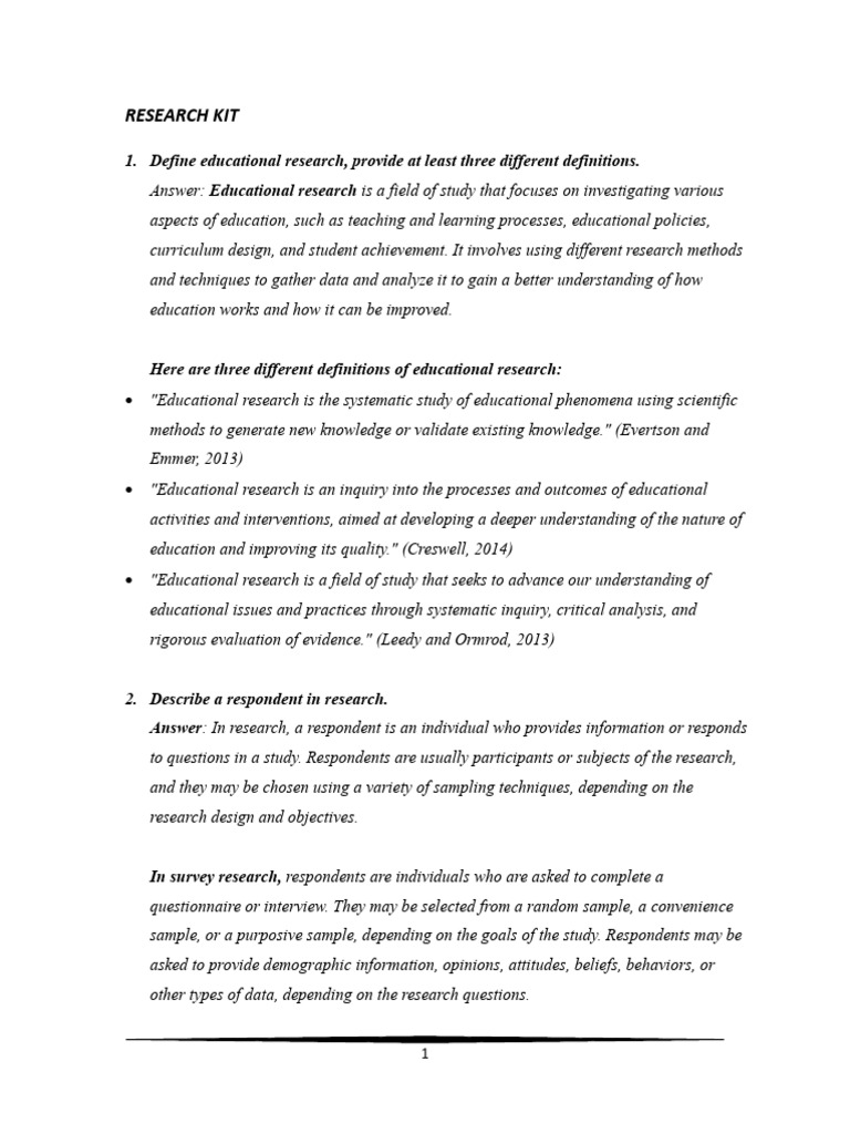 EDUCATION RESEARCH KIT 2023-1 | PDF